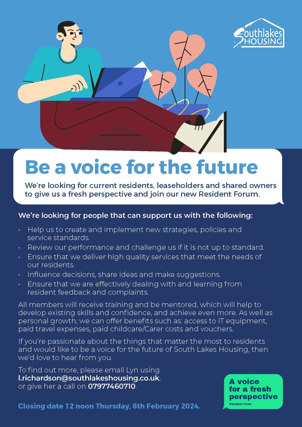 NEW RESIDENT FORUM - RECRUITING NOW!! - South Lakes Housing